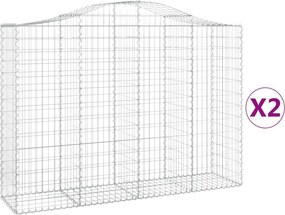 Klenuté gabionové koše 2 ks 200x50x140/160cm pozinkované železo 3145682