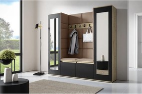 Eka Předsíňová stěna s čalouněnými panely Trinity 31 - Dub Artisan s černou / Béžová 2304
