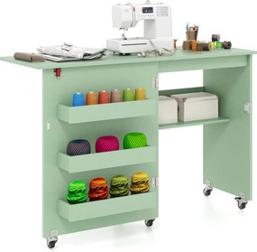 Costway Skládací šicí stůl Rolling Craft Station s – 118,5 × 40 × 79,5 cm
