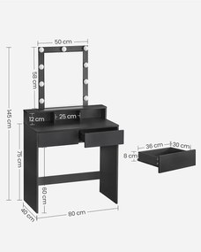 Kosmetický toaletní stolek Velisa 145 cm černý