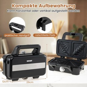 Costway 3-in-1 Vaflovač a lis na panini a sendvičovač Přenosný elektrický