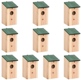 Ptačí budky 10 ks masivní jedlové dřevo 12 x 12 x 22 cm 314815