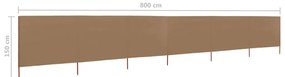 vidaXL Marketos 6dílná zástěna proti větru látková 800 x 120 cm taupe