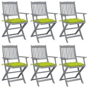 Skládací zahradní židle s poduškami 6 ks masivní akáciové dřevo,  3065433