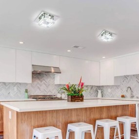 Toolight - Křišťálová hranatá stropní lampa Glamour 8W neutrální barva APP406-C, chromová, OSW-65004