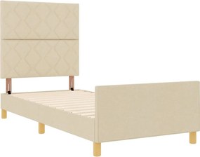 Rám postele s čelo Krémová 90 x 200 cm textil 3344779