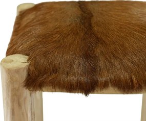 vidaXL Barová stolička pravá kůže a masivní teak [244544]