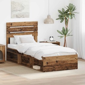 Rám postele s čelo Staré dřevo 90 x 190 cm Masivní borové dřevo 3411469
