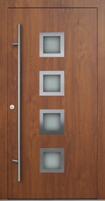 Vchodové dveře s ocelovým opláštěním FM Turen model DS13 Orientace dveří: Levé, otevírání dovnitř, Dekor: Zlatý dub, Standardní rozměr dveří včetně rámu: 98 cm x 208 cm - vnější rozměr rámu