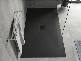 Mexen Hugo, obdélníková sprchová vanička SMC 160 x 100 cm, černá, černá krytka, 42701016-B