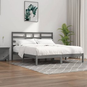 Rám postele šedý masivní dřevo 200 x 200 cm,  3105817 HangarStore.cz
