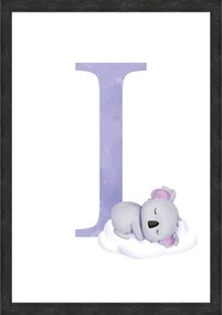 Abeceda písmena s koalou - Obraz, Plakát Velikost: B2 - 50x70 cm, Volba rámu: s černým rámem, Písmeno: I