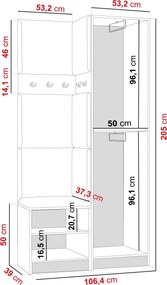 Šatní skříň s nástavcem lustrem ROJ 11 bílý + zelený