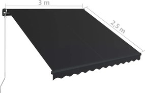vidaXL Marketos Ručně zatahovací markýza 300 x 250 cm antracitová