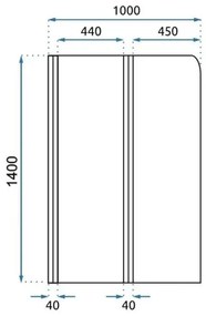 REA-K9777 - Skládací vanová zástěna AGAT 140x100 cm broušená zlatá/čirá