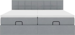 Osmanský rám postele s matrací světle šedý 200x200cm textil 3312001