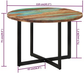 Jídelní stůl Hickory - masivní recyklované dřevo | 110x75 cm