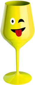 SMAJLÍK VYPLAZUJÍCÍ JAZYK - žlutá nerozbitná sklenička na víno 470 ml