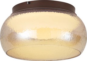 Stropní svítidlo Art Deco hnědé s jantarovým sklem vč. LED 3-stupňově stmívatelné - Thimble