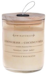 dw HOME Vonná svíčka ve skle Lemongrass and Coconut Milk 500 g, žlutá barva, sklo, dřevo