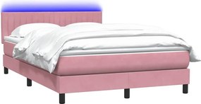 Box spring postel s matrací a LED růžová 160x210 cm samet 3317084