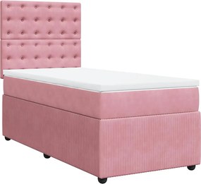 Box spring postel s matrací růžová 90x190 cm samet 3292231