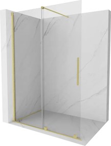 Mexen Velar, posuvné dveře do otvoru typ Walk-In 150 cm, 8mm čiré sklo, zlatá matná, 871-150-000-03-55