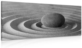 Obraz meditující kámen v černobílém provedení - 120x60 cm