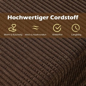 Costway Manšestrová 3-pohovka loveseat s vysokým opěradlem, širokými područkami