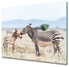 Skleněná krájecí deska Zebry v horách 60x52 cm