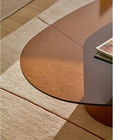 Hnědý konferenční stolek se skleněnou deskou 81x140 cm Olir – Kave Home