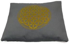 S radostí - vlastní výroba Pohankový polštář s květem života - šedý Velikost: 35 x 40 cm