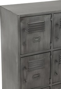 Šedá antik kovová komoda s 9ti boxy na nožičkách Matal silver - 86*41*114cm