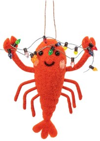 Textilní ručně vyrobená vánoční ozdoba 14 cm Lobster with Fairy Lights – Sass &amp; Belle