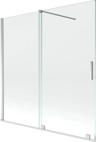 Mexen Velar dvoukřídlá vanová zástěna, posuvná, 160 x 150 cm, transparentní, chrom - 896-160-000-01-01