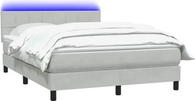 Box spring postel s matrací a LED světle šedá 160x210 cm samet 3316887