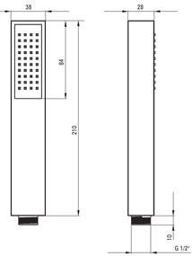 Deante Square, hranatá ruční sprchová hlavice 1-funkční, černá, XDCA5SGN1