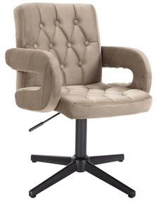 LuxuryForm DESIGN Otočná židle BOSTON VELUR na černém kříži - latte