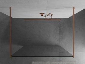 Mexen Kioto, sprchová zástěna Walk-In 100 x 200 cm, 8mm čiré sklo, měděný matný profil, 800-100-002-65-00