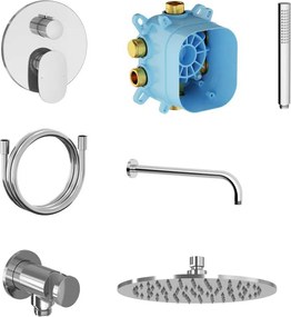Ravak Spring - Sprchová baterie pod omítku SG 090.00CR, s tělesem, s příslušenstvím, chrom X07S145