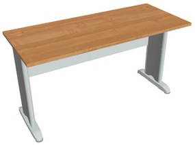 Stůl pracovní rovný 140 cm hl. 60 cm - Hobis Cross CE 1400 Dekor stolové desky: olše, Dekor lamino podnože: šedá, Barva nohou: Stříbrná