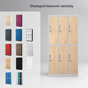 Šatní skříň BHP šedá / dub sonoma, 6dveřová: Eco Design IGOR, 900 x 1850 x 450 mm