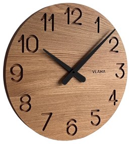 VLAHA Designové velké dřevěné hodiny OAK vyrobené v Čechách ⌀45cm VCT1132