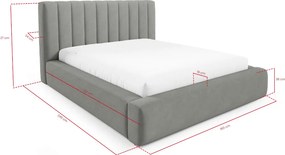 Čalouněná postel BORMINI+, 120x200 cm, s úložným prostorem a roštem Úložný prostor: S dřevěným rámem úložného prostoru, Barva látky Velutto: Černá (Velutto 20)