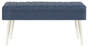 Bílo-tmavě modrá čalouněná lavice s úložným prostorem Vina 1048