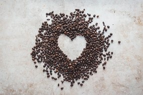 Tapeta kávové srdce - 150x100 cm