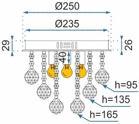 Toolight Křišťálová stropní lampa Plafon Lustr Glamour APP403-C