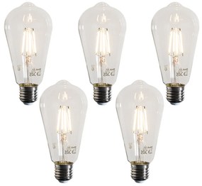 Sada 5 LED filamentových žárovek E27 ST64 čirých 4W 470 lm 2700K
