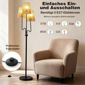 Costway Stojací lampa 175 cm 3 Stojací lampa s plamenem s kovovou základnou