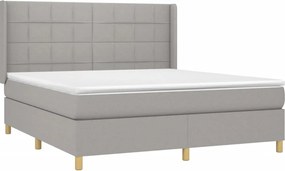 Box spring postel s matrací a LED světle šedá 160x200 cm textil 3138885